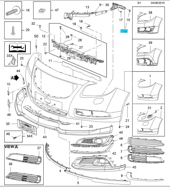 Ślizg prowadnica zderzaka przód (prawy) - 13238442 - SKLEP Dixi-Car