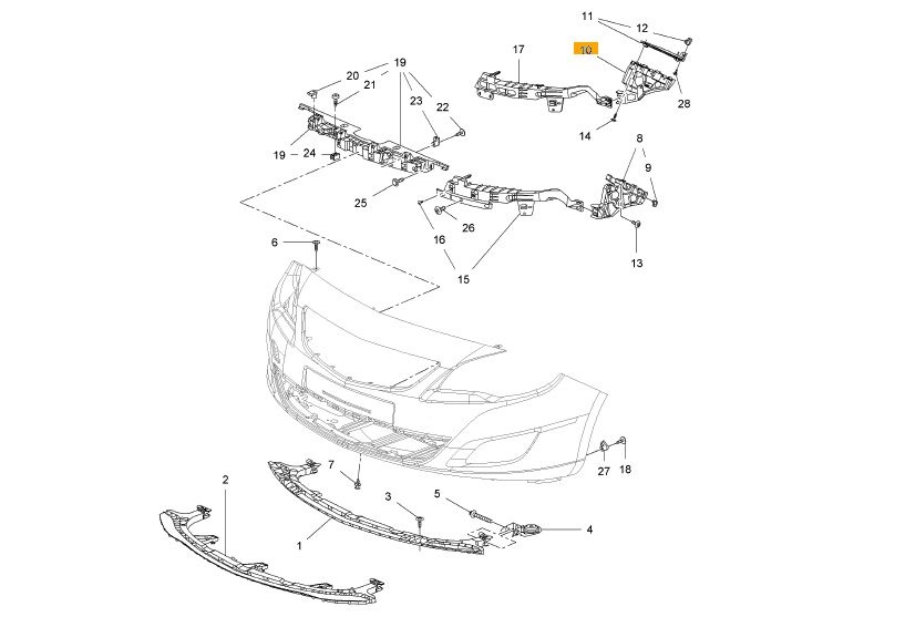 Ślizg przedni ASTRA J (prawy) od 20013 - 13368873 - SKLEP Dixi-Car